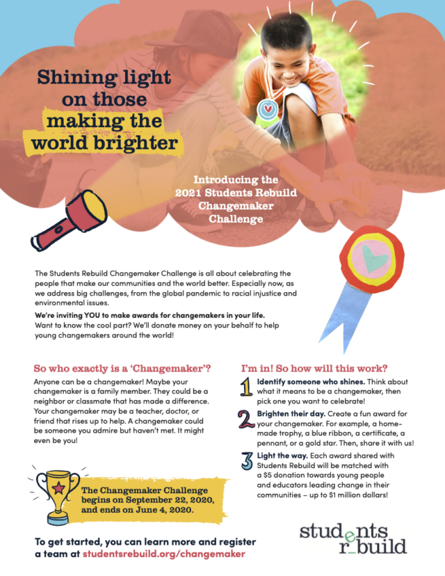 Changemaker Challenge - Student Overview Sheet | Students Rebuild