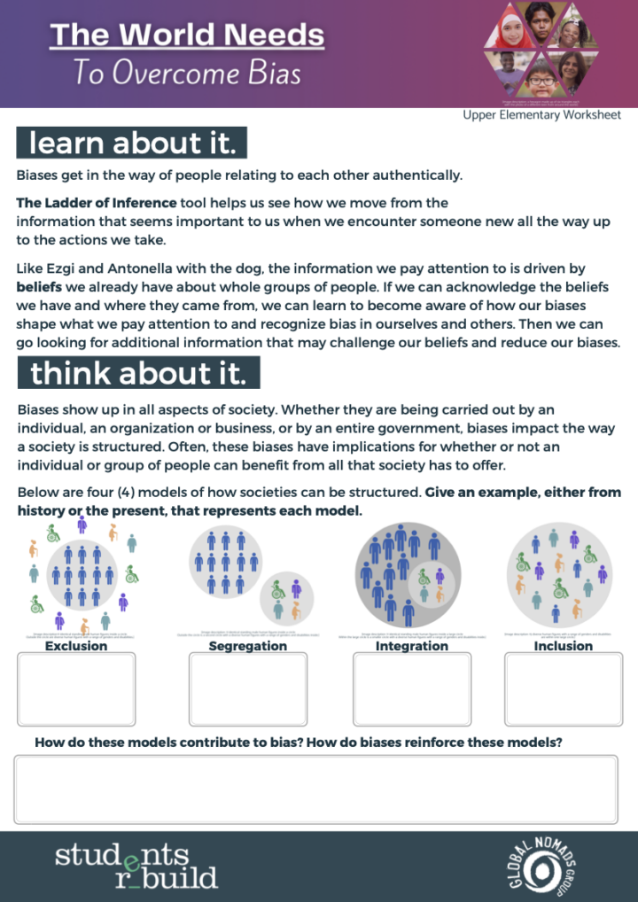 World Needs Challenge - Overcoming Bias Worksheet (Middle/High School ...