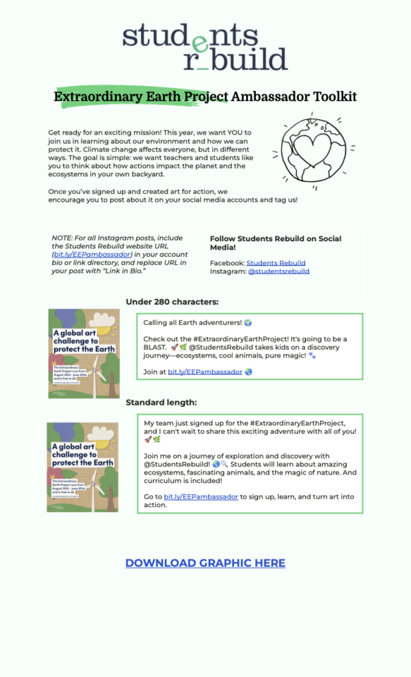 Extraordinary Earth Project – Ambassador Toolkit | Students Rebuild